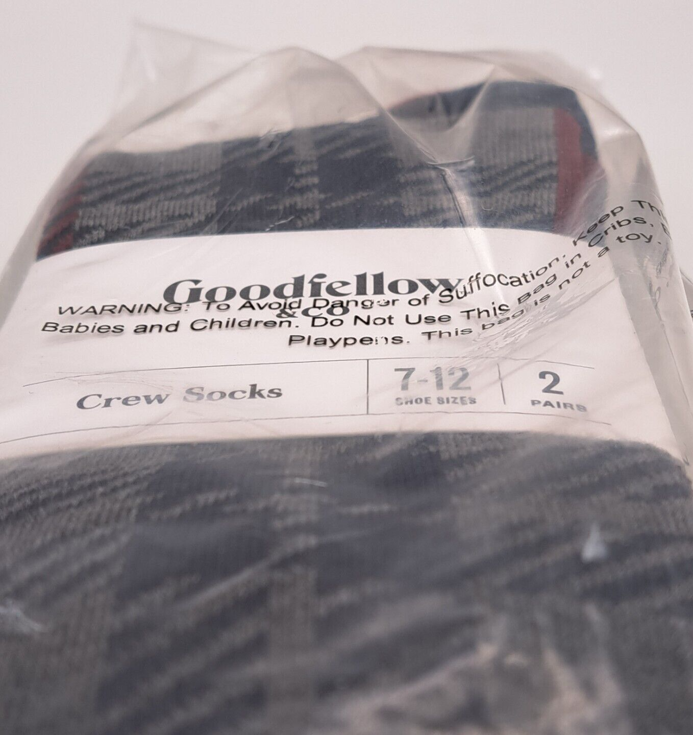 2 Pair - Men's Plaid Crew Goodfellow & Co. Gray Multi-Color Sock 7- 12 ...