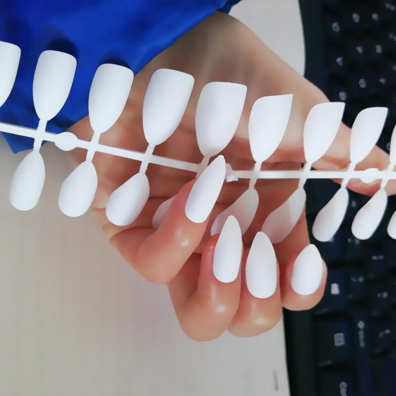 24PCS Fake Nails Reusable Stick On Nails Press on Full Cover False Nail ...