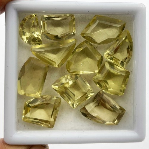 Natural Lemon Quartz Fancy Cut Loose Stone Lot 18 Pcs 12*14-15*23 MM ...