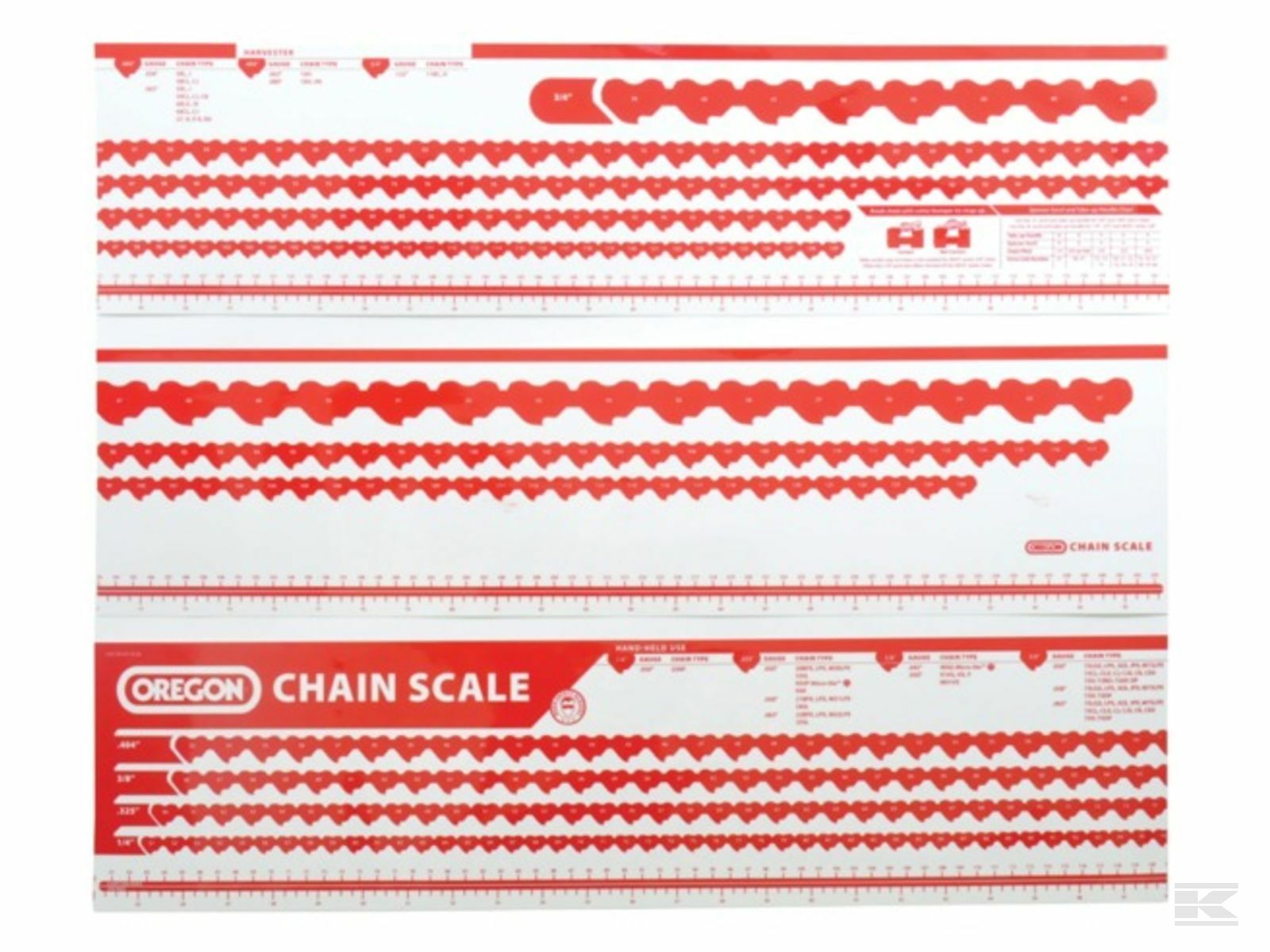 Chainsaw Chain Scale drive link measuring chart for workbench, Oregon ...