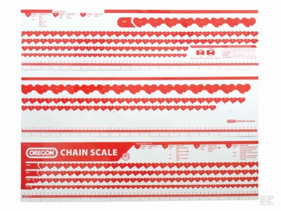 Chainsaw Chain Scale drive link measuring chart for workbench, Oregon ...