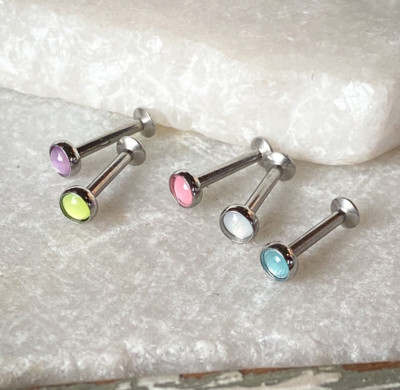 5pc Value Pack Illuminating Stone Labrets Cartilage Stud Internally ...