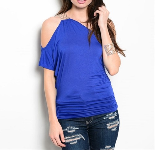 Sexy Off One Shoulder "Royal Blue" Slimming Party/ClubbingTop-RT-8 ...