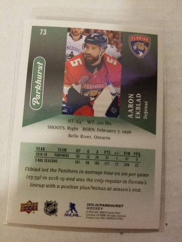 2019-20 Parkhurst Hockey Card #73 Aaron Ekblad - Florida Panthers ...