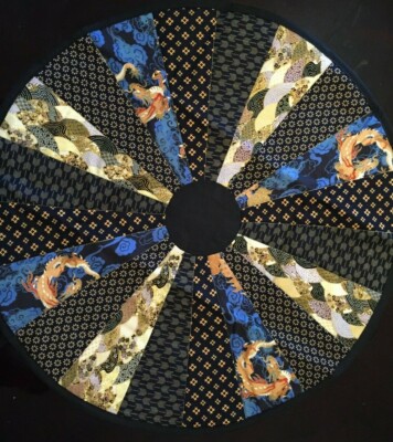 Table Topper Asian Theme Handcrafted 23" Round Handmade Quilted Cotton ...
