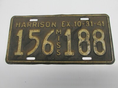 1941 MISSISSIPPI LICENSE PLATE CAR TAG HARRISON COUNTY | eBay