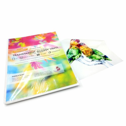 A4 Vinyl Sticker Translucent Clear Glossy Waterproof Sheet Inkjet ...