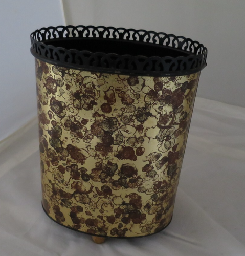 Vintage Trash Garbage Waste Can MCM Ransburg Footed Metal Hollywood ...