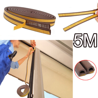 5M Draught Draft Excluder Self Adhesive Rubber Door Roll Tape D Shape ...