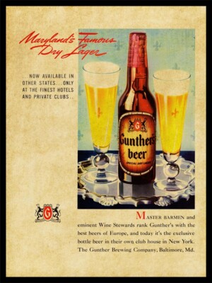 1940 Gunther's Beer NEW Metal Sign: Special Dry Lager - Baltimore ...