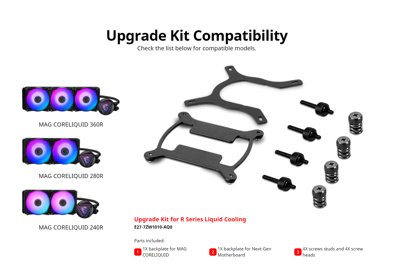 MSI MAG CORELIQUID Intel LGA 1700 Bracket KIT - Fits MSI MAG CORELIQUID ...