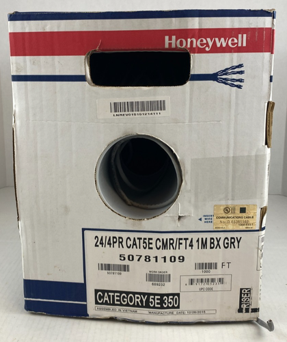 HONEYWELL GENESIS VOICE AND DATA CABLE 24/4PR CAT5E CMR/FT 4 1M BX GRAY ...