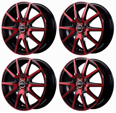 4x DR-02 12x3.5 +42 4x100 BKPRDC Red Light Track Rims Kei Tora Wheels ...