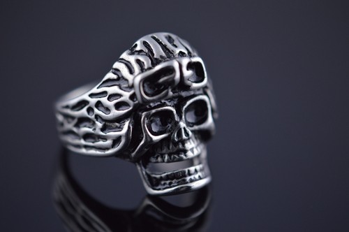 Skull With Goggles Ring Stainless Steel Fast USA Shipping | eBay