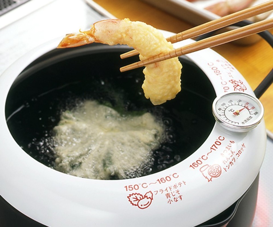 Japanese TEMPURA IRON Frying Pan Pot 20cm w/Thermometer Made in JAPAN ...