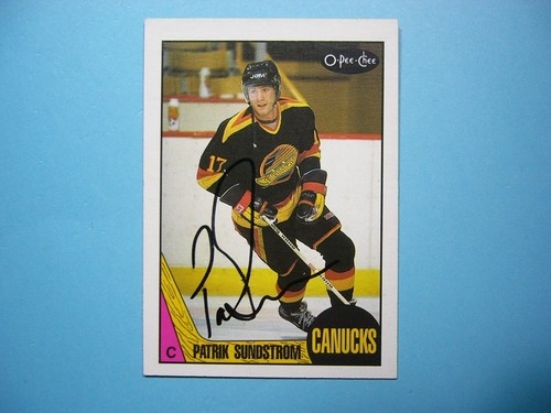 1987/88 O-PEE-CHEE HOCKEY CARD #34 PATRICK SUNDSTROM EX/NM NM AUTO ...