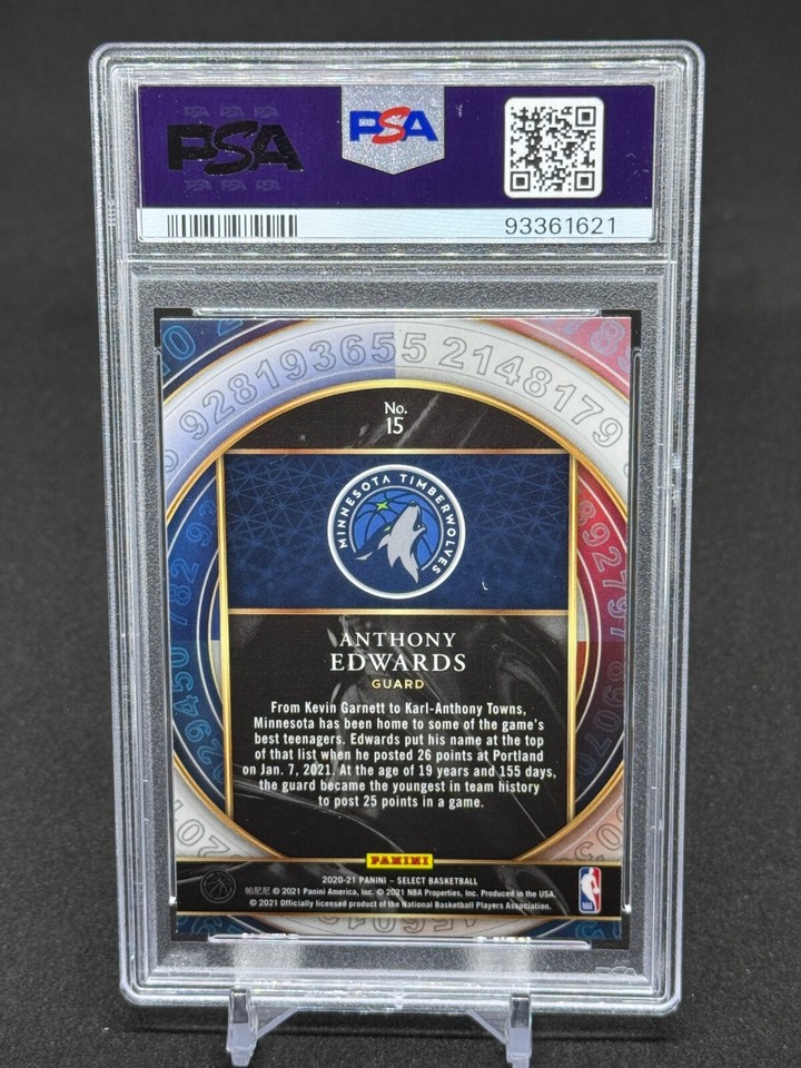2020-21 Panini Select Anthony Edwards Select Numbers #15 Rookie Card RC ...