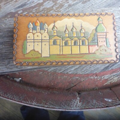 RUSSIAN RECTANGLE TRINKET TIMBER BOX CHURCH CITY PYROGRAPHY 10X4X3CM | eBay