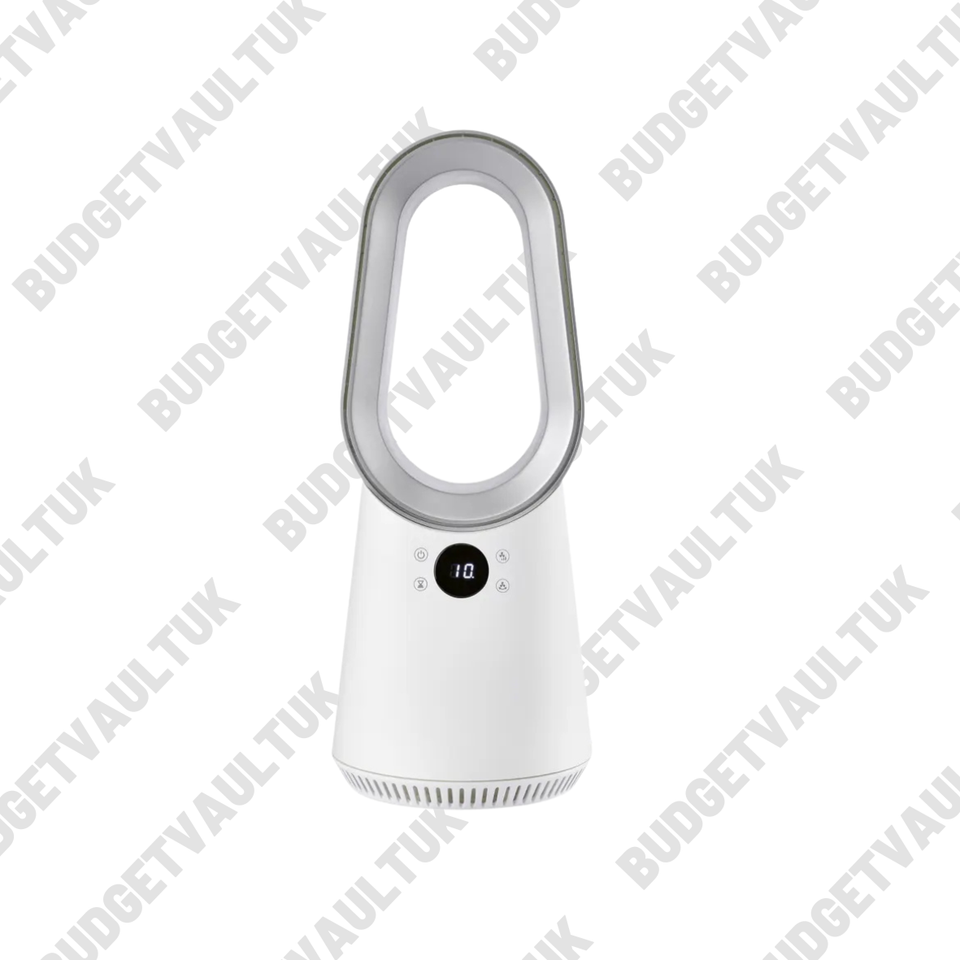 SilverCrest Bladeless LED Display Mini Desk Fan Black or White Modern ...