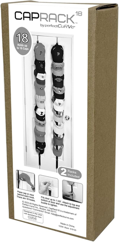 Perfect Curve CapRack18 Over-The-Door Hat Rack and Organizer | Baseball ...
