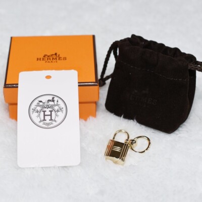 HERMES Scarf Ring Loop Charms Cadenas Gold Plated with Box New | eBay