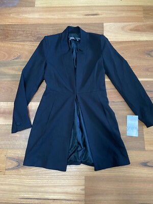 XS Zara Inverted Collar Long Blazer Jacket NWT *BUY FIVE + ITEMS = FREE ...