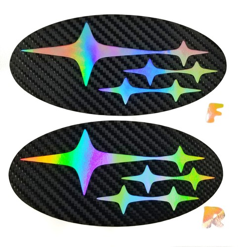 Psychedelic Silver Oil Slick Carbon Fiber EMBLEM Overlays Badge for ...