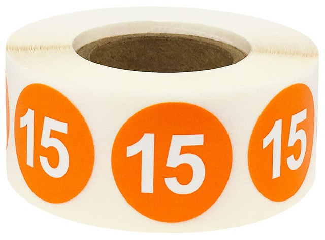 Orange Number 15 Stickers | 0.75" Inch | 500 Per Roll | eBay