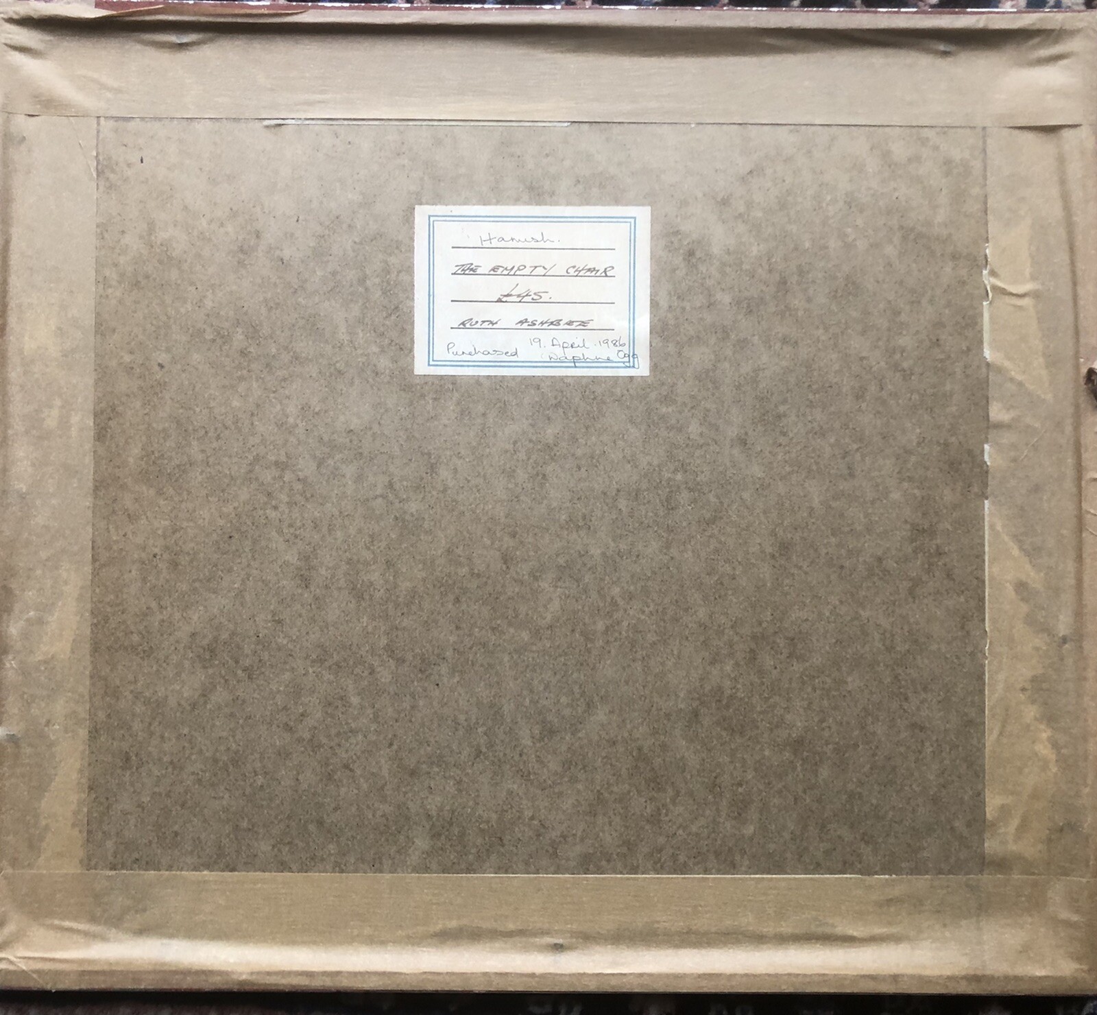 Ruth Ashbee, original watercolour, "The Empty Chair" with Hamish the ...