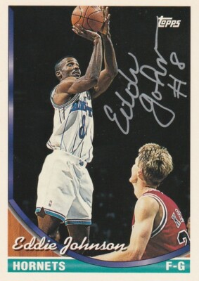 EDDIE JOHNSON CHARLOTTE HORNETS SIGNED 1993 TOPPS CARD #242 | eBay