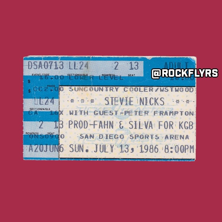 STEVIE NICKS (FLEETWOOD MAC) + PETER FRAMPTON 1986 Original TIcket Stub ...