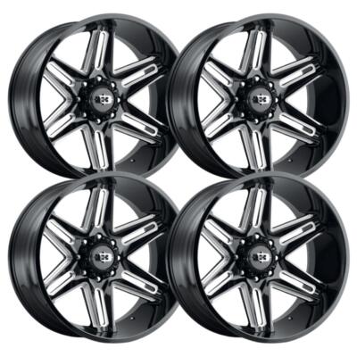 (Set-4) Vision 363 Razor 20x12 6x135 -51mm Black Milled Wheels Rims 20 ...