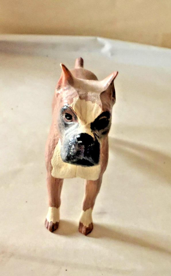 Vintage Hand Carved Wood Boxer Dog Figurine | eBay