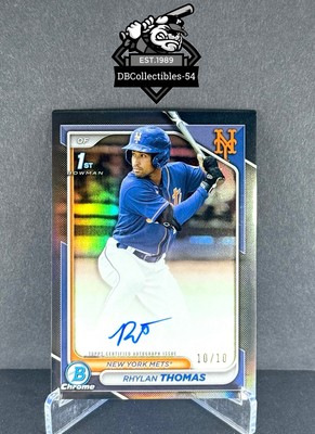 2024 Bowman Chrome Rhylan Thomas 1st Black Auto 10/10 New York Mets | eBay