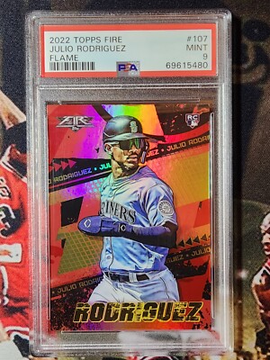 2022 Topps Fire Julio Rodriguez Red Foil Flame PSA Mint 9 Rookie RC ...