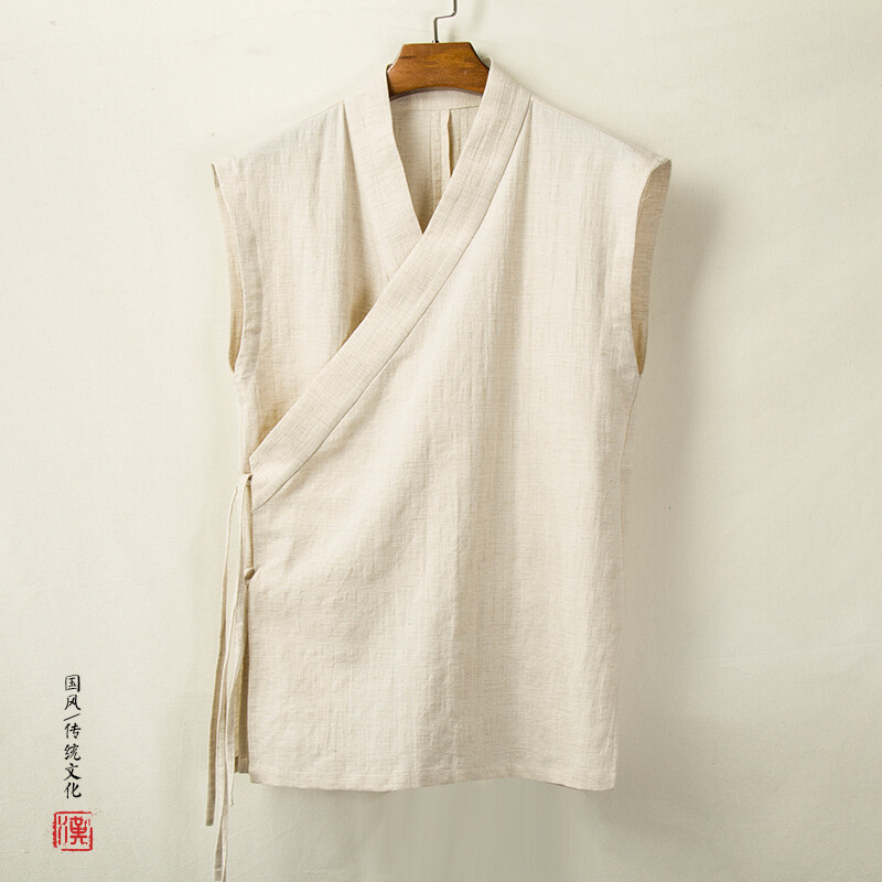 Chinese style men's Hanfu vest loose coat cotton linen Tang suit hanfu ...