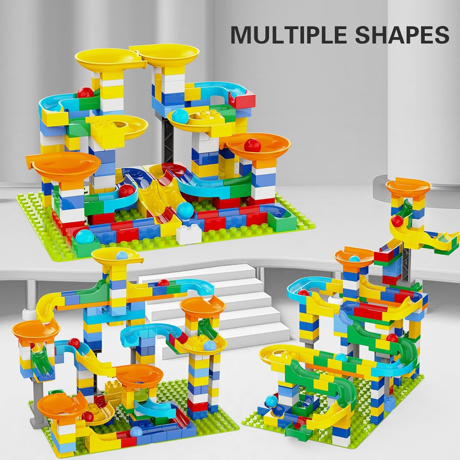 3In1 Marble Runs for Kids 4-8 Building Blocks/246Pcs Classic Big Blocks ...