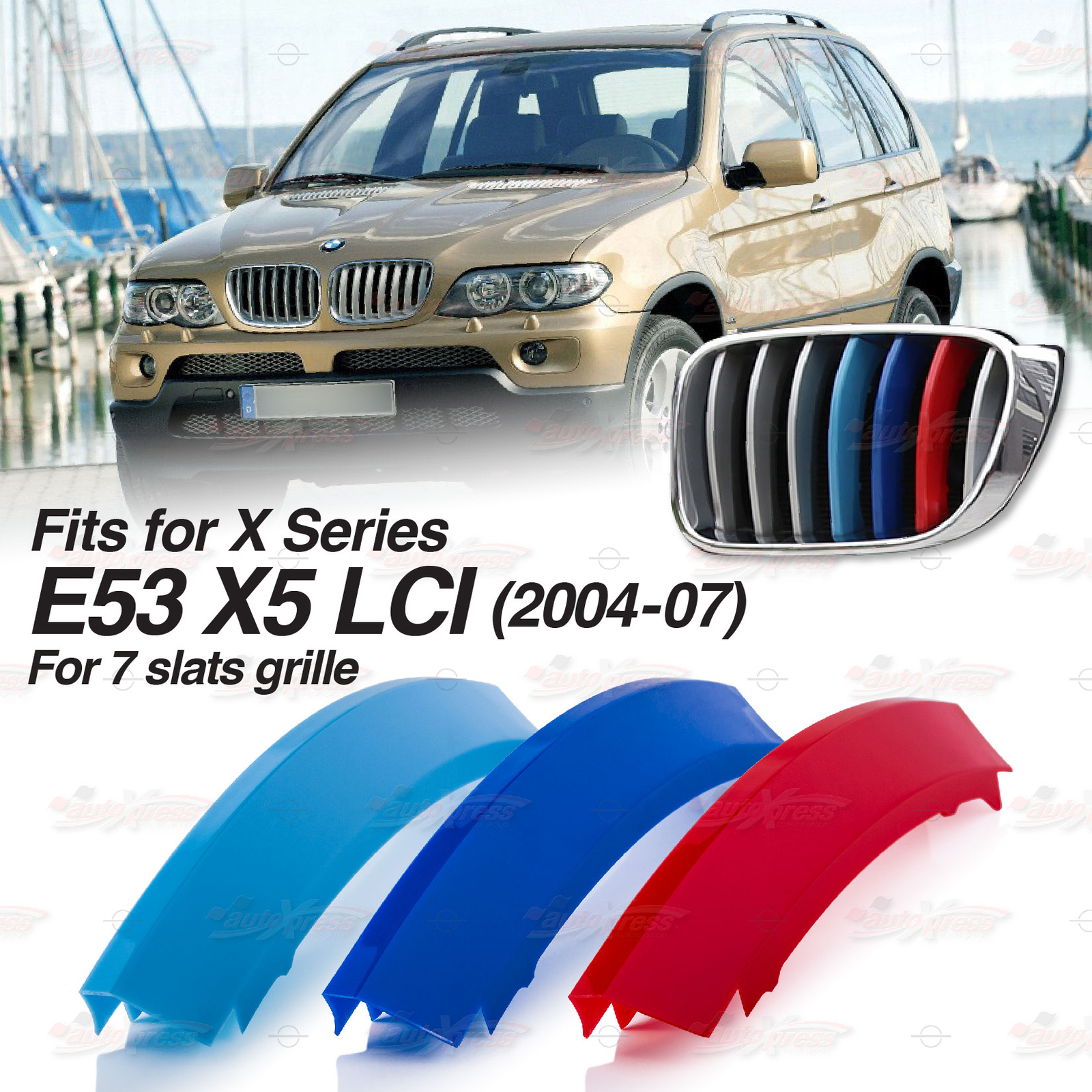 Performance 7 SLATS Kidney Grille 3 Color Cover Clips for BMW X5 E53 ...