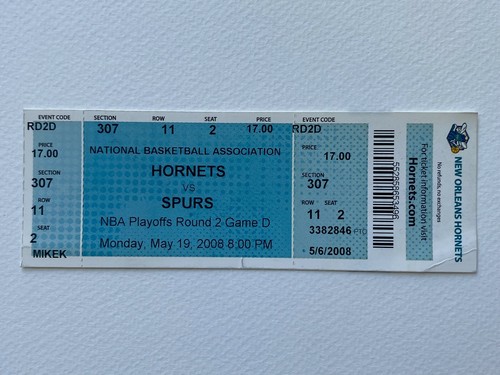 2008 NBA Playoffs Rd 2 Game 7 Spurs Hornets Ticket 5/13/08 Chris Paul ...