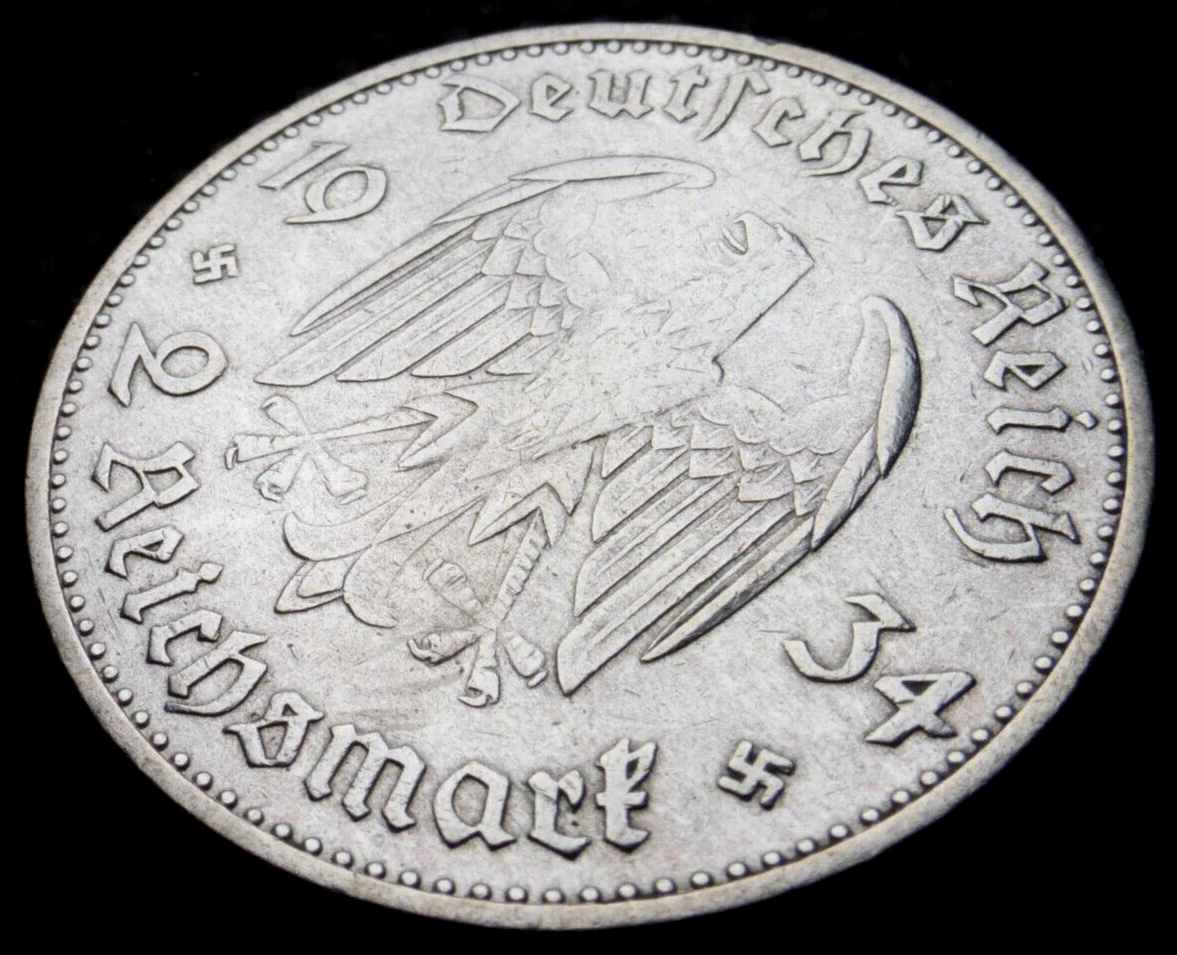 Nazi Silver Coin 1934A 2 Reichsmark Potsdam Church Beautiful Third ...