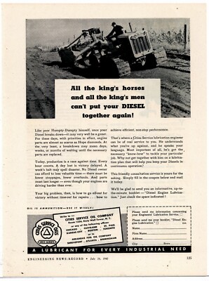 1942 Cities Service Oil Ad: Caterpillar RD-7 Diesel Tractor Featured | eBay