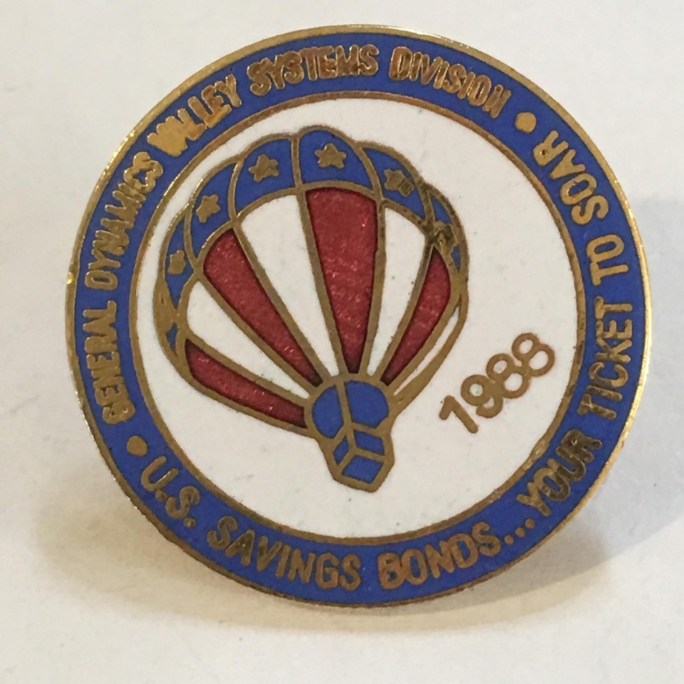 Vintage 1988 General Dynamics US Savings Bonds Hot Air Balloon Lapel ...
