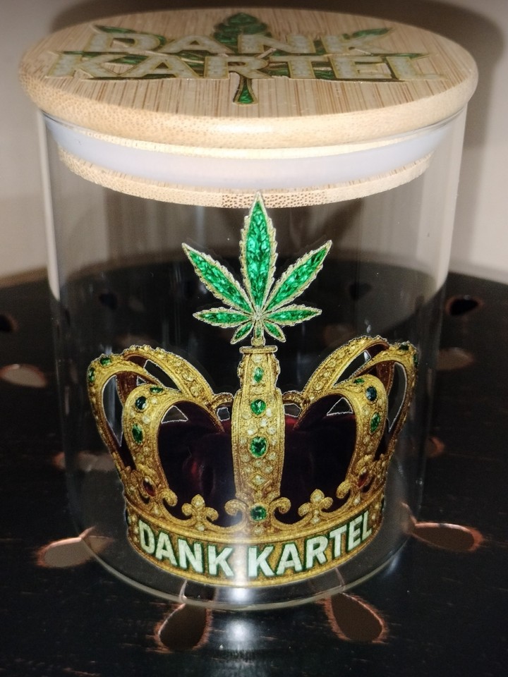 Dank Kartel Brand collectible round Glass Dispensary Storage Stash Jar ...