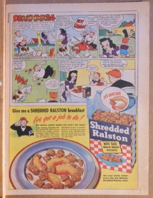 Large 1943 Sunday comic ad for Shredded Ralston Cereal - Dumb Dora ...