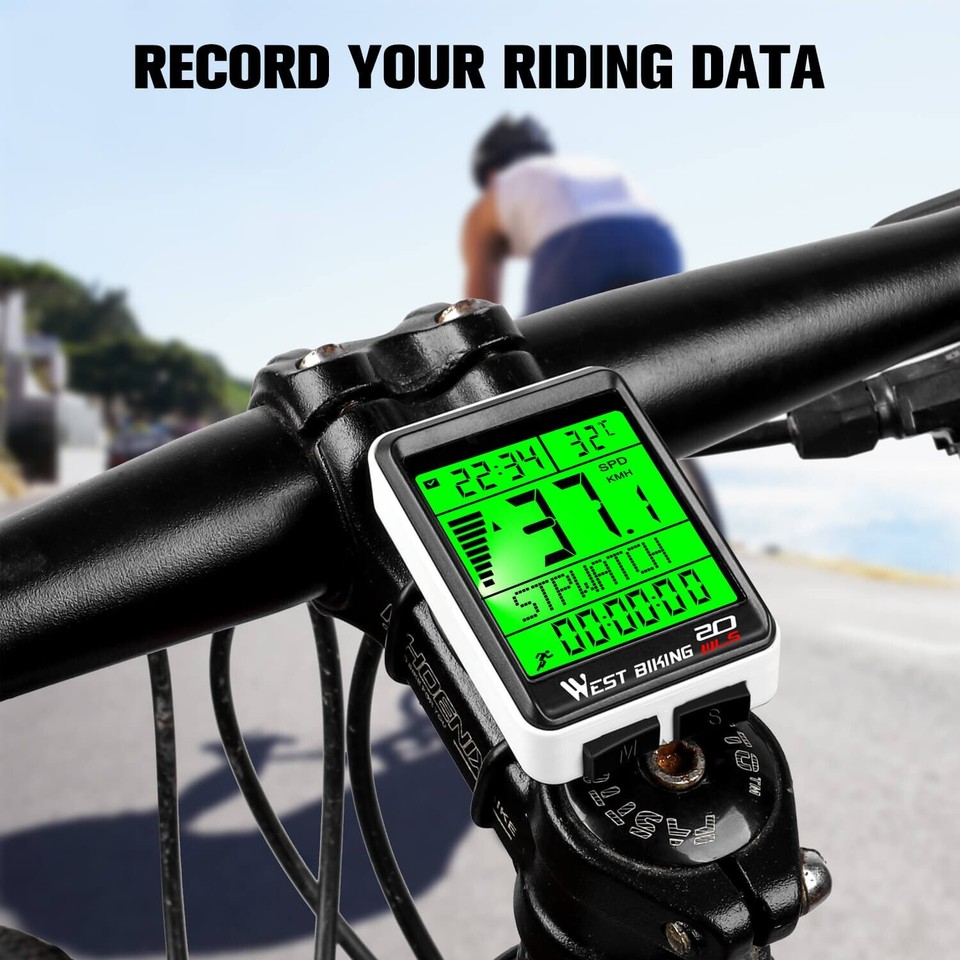 WEST BIKING Wireless Bike Computer Waterproof LCD Bicycle Speedometer ...