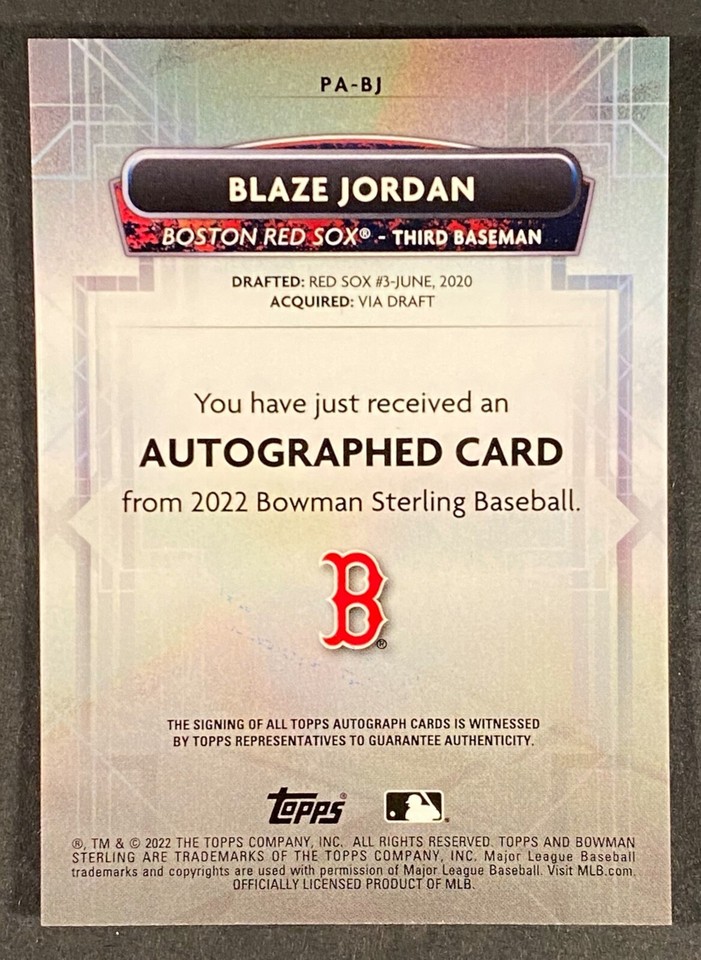 2022 Bowman Sterling Blaze Jordan Rookie Wave Refractor Auto 102/125 ...