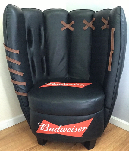 Budweiser Baseball Glove 2016 Breweriana Man Cave Game Room 46" Throne ...