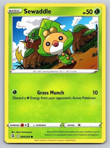 Sewaddle 009/264 Common Fusion Strike Pokemon Card - NM Near Mint | eBay