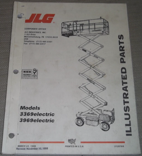 JLG 3369 3969 ELECTRIC SCISSOR LIFT PARTS MANUAL BOOK CATALOG 3120769 ...