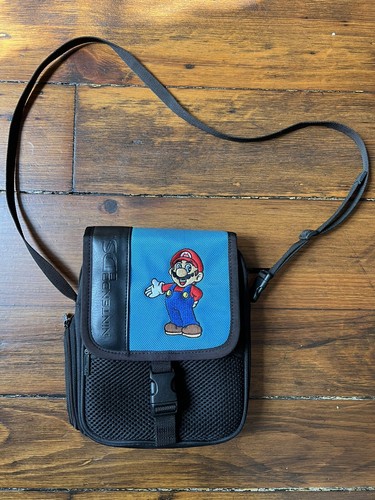 Nintendo DS Carrying Case Bag Blue Black Embroidered Mario Nylon Travel ...